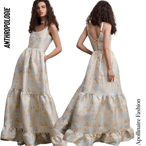V. Chapman | Dresses | V Chapman The Avery Dress In Cream And Blue ...